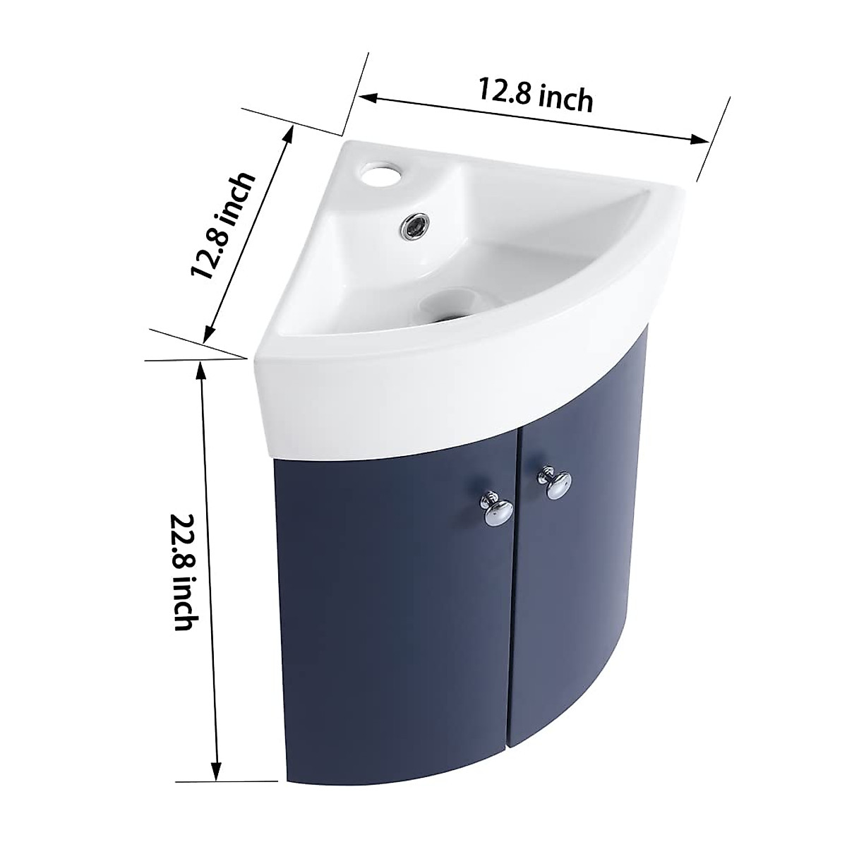 Yone jx je Corner Bathroom Vanity Sink Combo for Small Cabinet And Storage Space Saving Wall Mounted Cabinet Set, Ceramic Sink