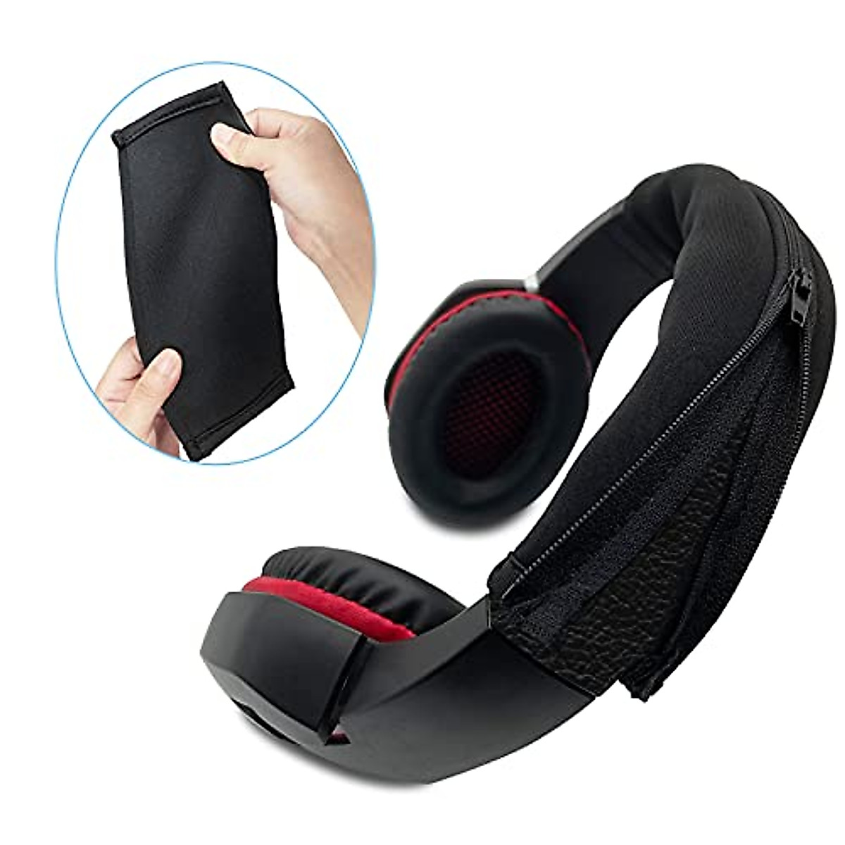 PChero Replacement Headphone Headband Cushion Pad Cover with Zipper, Head Band Protector Compatible with ATH M50, M40X, M40, G PRO X, HS50, HS60, HS70 Over Ear Headset (Black)