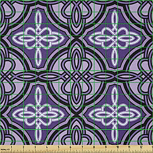 Ambesonne Celtic Fabric by The Yard, Unique Celtic Knot with Swirling and Twisted Line Details Print, Stretch Knit Fabric for Clothing Sewing and Arts Crafts, 2 Yards, Violet Lilac