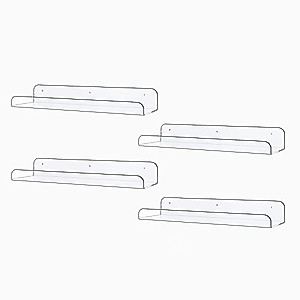 MEISHIDA Acrylic Floating Shelves, Set of 4, 15" Funko Pop Shelves Wall Mounted, Acrylic Shelves for Bathroom, Living Room, Kitchen