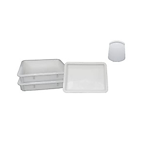 White Dough Proofing Tray Box Starter Kit (13 x 18 x 8 inch) Stackable 2 Trays and 1 Cover with Dough Cake Scraper for Pizza Bread Making Lover