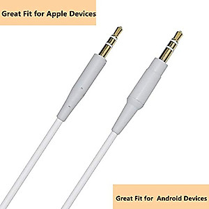 Learsoon Replacement Extension Audio Cable Cord Fit for Bose On-Ear 2/OE2/OE2i/QC25/QC35/Soundlink/SoundTrue Headphones (White)