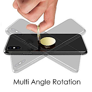 Pokanic Cell Phone Metal Ring Holder Finger Grip Stability Kickstand 360° Rotation Adjustable Collapsible Compatible with Apple iPhone, Samsung Galaxy, LG (Gold)