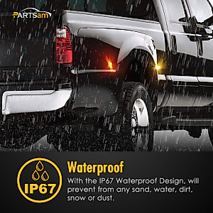 Partsam 2X Amber + 2X Red Side Fender Marker Assembly Replacement for Ford F350 F450 F550 1999-2010 Super Duty Full Kit Dually Bed Led Fender Side Marker Lights Aftermarket Front Rear w/ T10 Plug