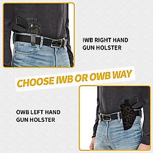 SAMTUIRUI Gun Holsters for Men Women, IWB/OWB 9mm Holsters for Concealed Carry, Universal Pistol Handguns Holster for Right Left Hand Draw, Fits Glock and Similar Handgun, Leopard Design