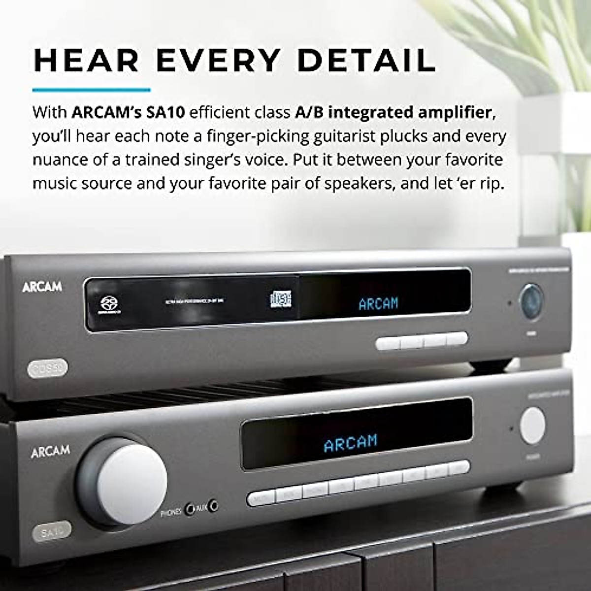 Arcam SA10 Class A/B Integrated Amplifier - 50W of Power Per Channel - 5 Analogue Inputs & 3 Digital Inputs - Easily Connects to Surround Sound System