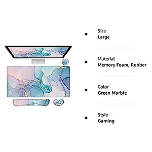 Lateefah Large Mouse Pad and Keyboard Wrist Rest, Desk Pad for Keyboard and Mouse, 4-in-1 Extended Mouse Pad with Wrist Support, Non-Slip Desk Mat Protector, Ultra Thick Desk Blotter for Office, Home