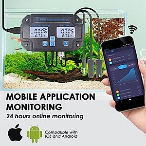 Smart Water Quality Tester, 6-in-1 WiFi pH Meter Monitor pH/EC/TDS/Salinity/SG/Temperature Tester with Easy Calibration 24Hrs Online APP Monitoring for Hydroponics, Aquariums, Saltwater & Seawater