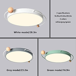 Green Simple and Atmospheric Round Ceiling Lamp Creative And Warm Log Decorative Hanging Lamp Boys Girls Bedroom Study Room Dining Room Kindergarten Flush Mount Ceiling Light Fixture ( Color : White l