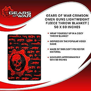 Gears of War Crimson Omen Guns Lightweight Fleece Throw Blanket | Super Soft Plush Blanket, Cozy Bedding Cover for Sofa and Couch, Room Essentials | Video Game Gifts and Collectibles | 50 x 60 Inches