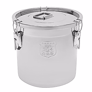 Stainless Steel Airtight Canister for Kitchen, Rice Cereal Grain Canisters Container for Household Kitchen Food Bean Flour Oil Sugar Milk Cookie Storager Bucket w/Handles+Lid (12L)