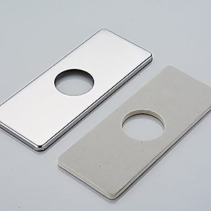 Greenspring 6 Inch Chrome Sink Hole Cover, 4" Hole Cover Deck Plate, Bathroom Faucet Deck Plate, Stainless Steel Square Escutcheon for Bathroom or Kitchen Single Hole Vanity Sink Faucet