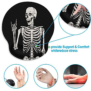 Britimes Ergonomic Mouse Pad with Wrist Support Black Human Skeleton Non-Slip Rubber Base Mousepad for Home Office Gaming Working Computers Laptop Easy Typing & Pain Relief