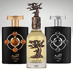 Al Qiam Gold, Al Qiam Silver & Eternal Oud Edp - Eau De Parfum Unisex 100ml(3.4 Oz) | Grapefruit, Plum, Orchid, Heliotrope, Vanilla, Amber, Oud, Benzoin, Tonka Bean, Labdanum | By Lattafa Perfumes