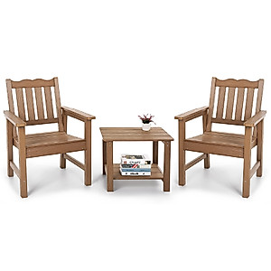 Stoog All-Weather Patio Chairs Set of 2, Oversized Garden Chair with 400 lbs Weight Capacity, Easy to Assemble, Outdoor Chair for Patio, Backyard Deck, Fire Pit & Lawn Porch, Teak