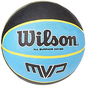 WILSON Unisex-Adult MVP Mini Basketball, Black/Blue, 3