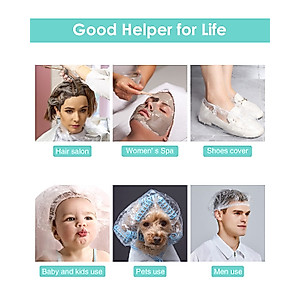 Auban 100PCS Disposable Shower Caps, Plastic Clear Hair Cap Large Thick Waterproof Bath Caps for Women, Hotel Travel Essentials Accessories Deep Conditioning Hair Care Cleaning Supplies(20.5")