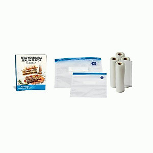 PowerXL Duo NutriSealer Food Vacuum Sealer Machine with Vacuum Seal Bags & Rolls, Double Airtight Sealing with Built-in Cutter, Small Snack Bag Capability, Safety Certified, Lab Tested, LED Indicator Lights (Slate)