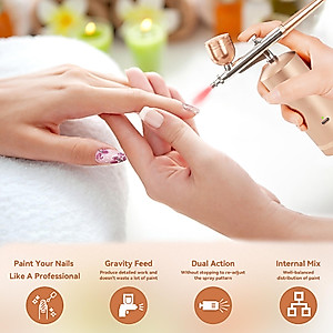 Airbrush Kit with Compressor - 48PSI Rechargeable Cordless Non-Clogging High-Pressure Air Brush Set with 0.3mm Nozzle and Cleaning Brush Set for Nail Art, Makeup, Painting, Cake Decor