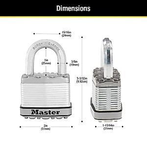Master Lock M5XT Magnum Heavy Duty Outdoor Padlock with Key, 2 Pack Keyed-Alike, Silver