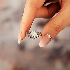 KINTAN Self Love Silver Opal Heart Ring, Fashion Opal Silver Heart Cutout Women Promise Engagement Ring, Zirconia Rings Gift Jewelry for Women and Girls (US6)