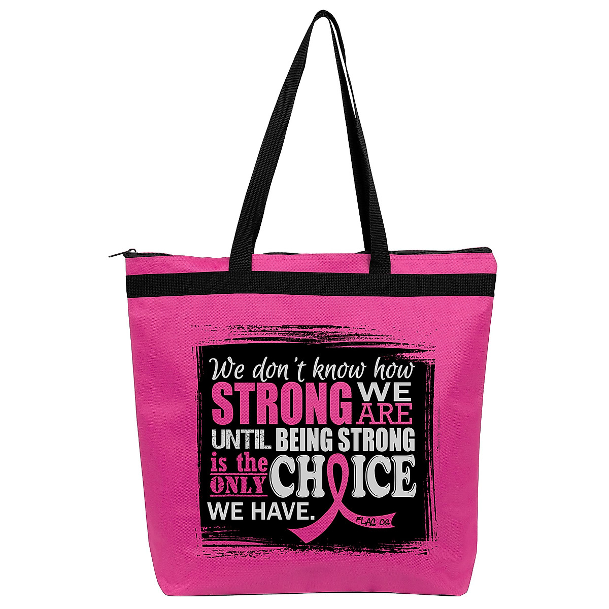 Fight Like a Girl How Strong We Are Darcey Tote Bag - Breast Cancer Survivor Gifts for Women - Pink Ribbon Awareness Accessories - Care Package Item for Chemo Patients - Pink