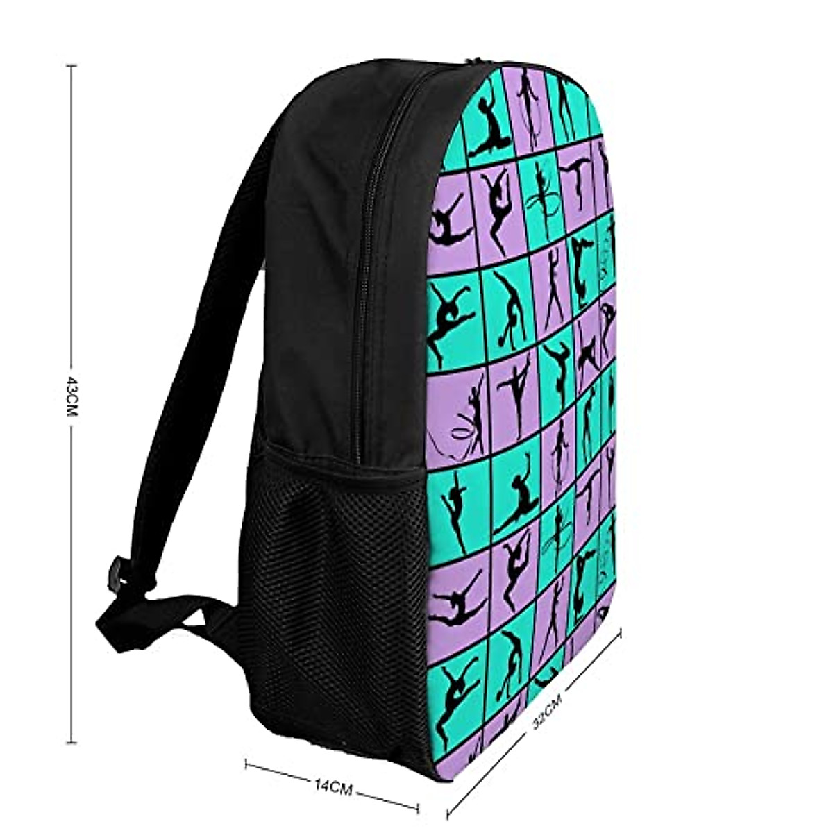 Gymnastics Lovers Backpack for Books Pencil Box Laptop - Adjustable Gymnast Print Backpack Travel Daypack Gift