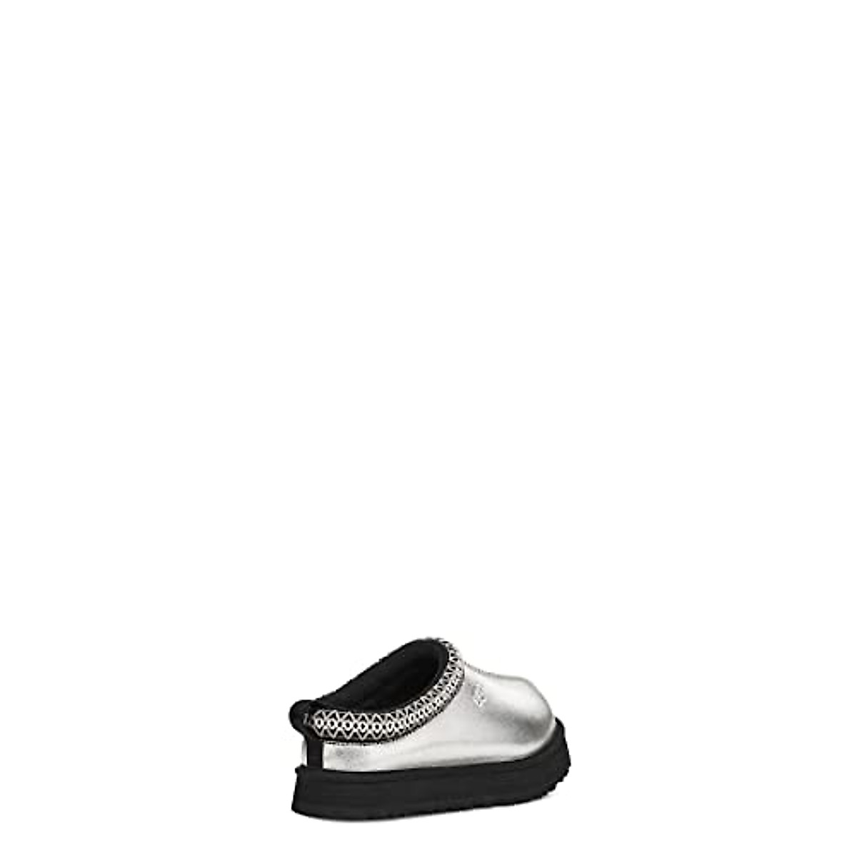 UGG Unisex-Child Tazz Leather Slipper, Silver Metallic, 2 Little Kid