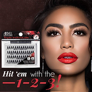 Ardell Triple Individual Lashes - Long Black, Knot-Free Eyelash Extensions, Volumizing DIY Lash Clusters for Fuller Lash Enhancement, 4 Pack