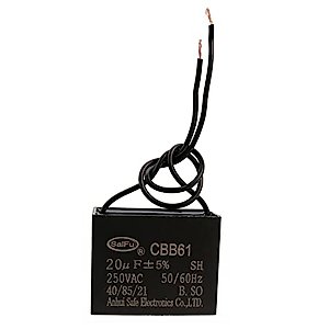 AKZYTUE CBB61 Capacitor 20uf 250V AC Ceiling Fan 2 Wire 50/60Hz for Starting Electric Fan Generator Pump Motor