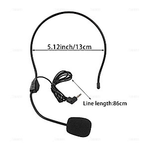 AUEAR 2 Pack Headset Microphone Flexible Wired Boom Standard 3.5mm Connector Jack Black for Voice Amplifier Teachers Speakers Belt Pack Mic Systems Computer