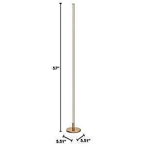 TACAHE Minimalist Corner Floor Lamp - 2700K-6500K Dimmable LED Night Light - Modern Standing Mood Lamp with Remote Control for Living Room, Bedroom - 57" 12W - Gold