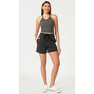 ODODOS Women's Crop 3-Pack Washed Super Soft Lightweight Rib-Knit Camisole Crop Tank Tops, Mushroom Taupe Charcoal, X-Large/XX-Large