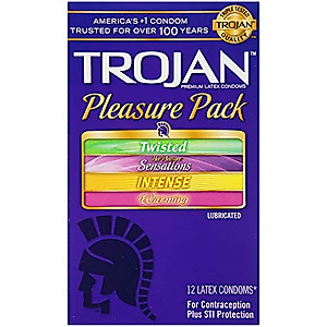 Trojan Pleasure Variety Pack Lubricated Condoms - 12 Count
