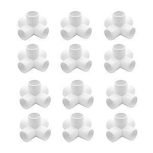 MAXSELL 12 pack 5 Way 3/4 inch PVC Fitting Corner Cross Elbow 45 90 Degree for Greenhouse Shed Pipe, Tent Connection, Furniture Build Grade SCH40, White