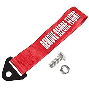 DORHEA Racing Tow Strap Red High Strength Tow Strap Universal Cars Set Belt Nylon Strap Traction Rope Trailer Hook Compatible with Front or Rear Bumper Towing Hooks Decorative Trailer Belt (Red)