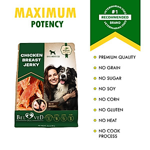 Beloved Pets Chicken Jerky Dog Treats 11 OZ - All Natural and Healthy Snacks for Large & Small Dogs - Grain Free and High Protein Meat - Human Grade Pet Chews