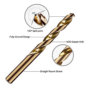Owl Tools 1/2" Cobalt Drill Bits - 3 Pack - 6" Length - M35 Cobalt Drill Bits with Storage Case - Perfect Drill Bits for Metal, Hardened & Stainless Steel, Cast Iron, and More!