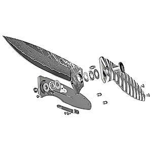 Cool Hand 4.6'' Damascus Steel Folding Knife, Titanium Frame Lock Knives w/ 3'' VG10 Damascus Steel Blade, Textured TC4 Titanium Handle and Clip, Great EDC Gentlemen Knife