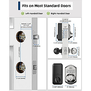 Fingerprint Door Lock Set - TEEHO Keyless Entry Door Lock with Handle - Door Knob with Keypad Deadbolt - Smart Locks for Front Door - Auto Lock - No Need App - Easy Installation - Satin Nickel