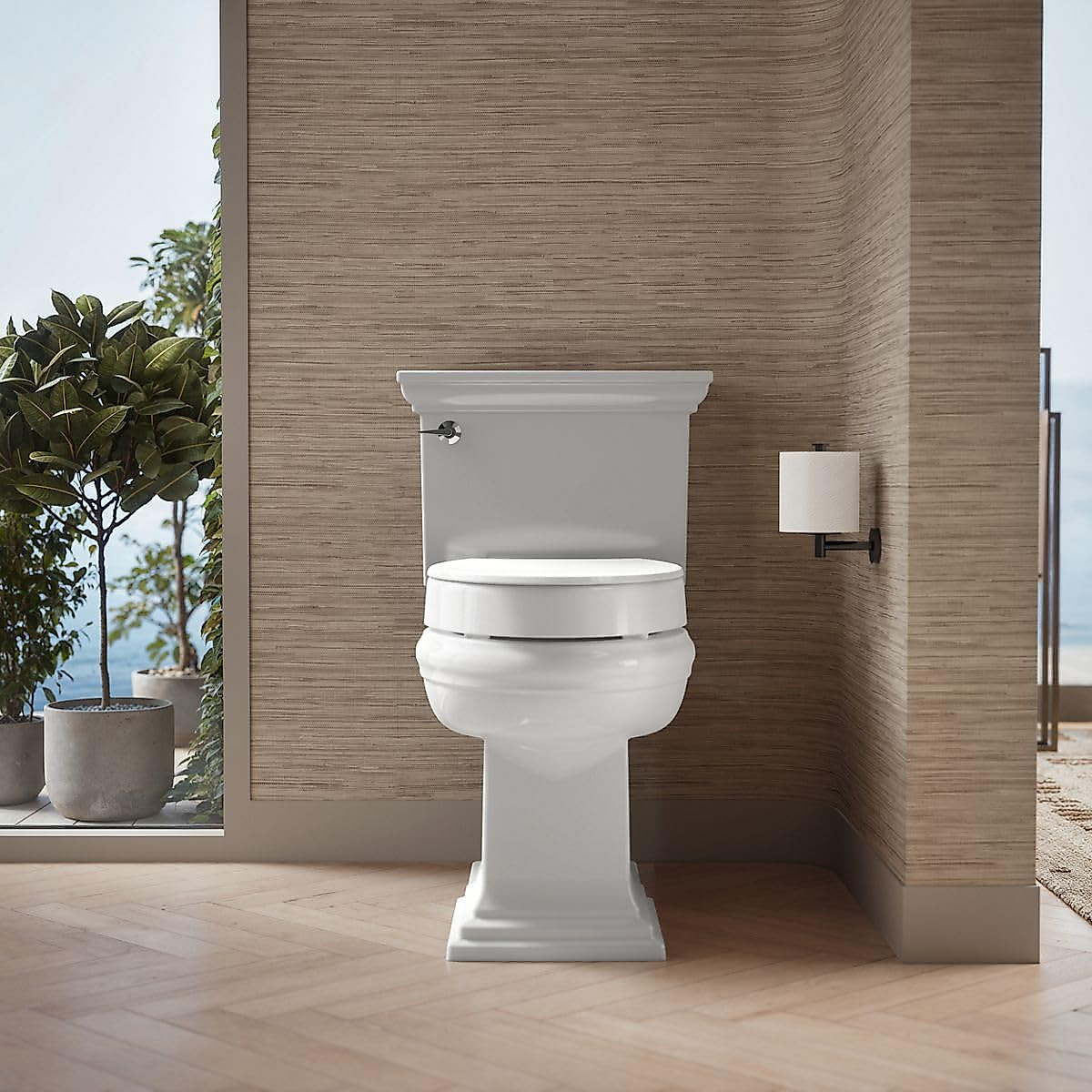 KOHLER Hyten Elevated Quiet-Close Elongated toilet seat, White