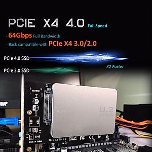 GLOTRENDS PU11 U.2 to PCIe 4.0 X4 Adapter for 2.5 Inch U.2 SSD, PCIe 4.0 X4 Full Speed