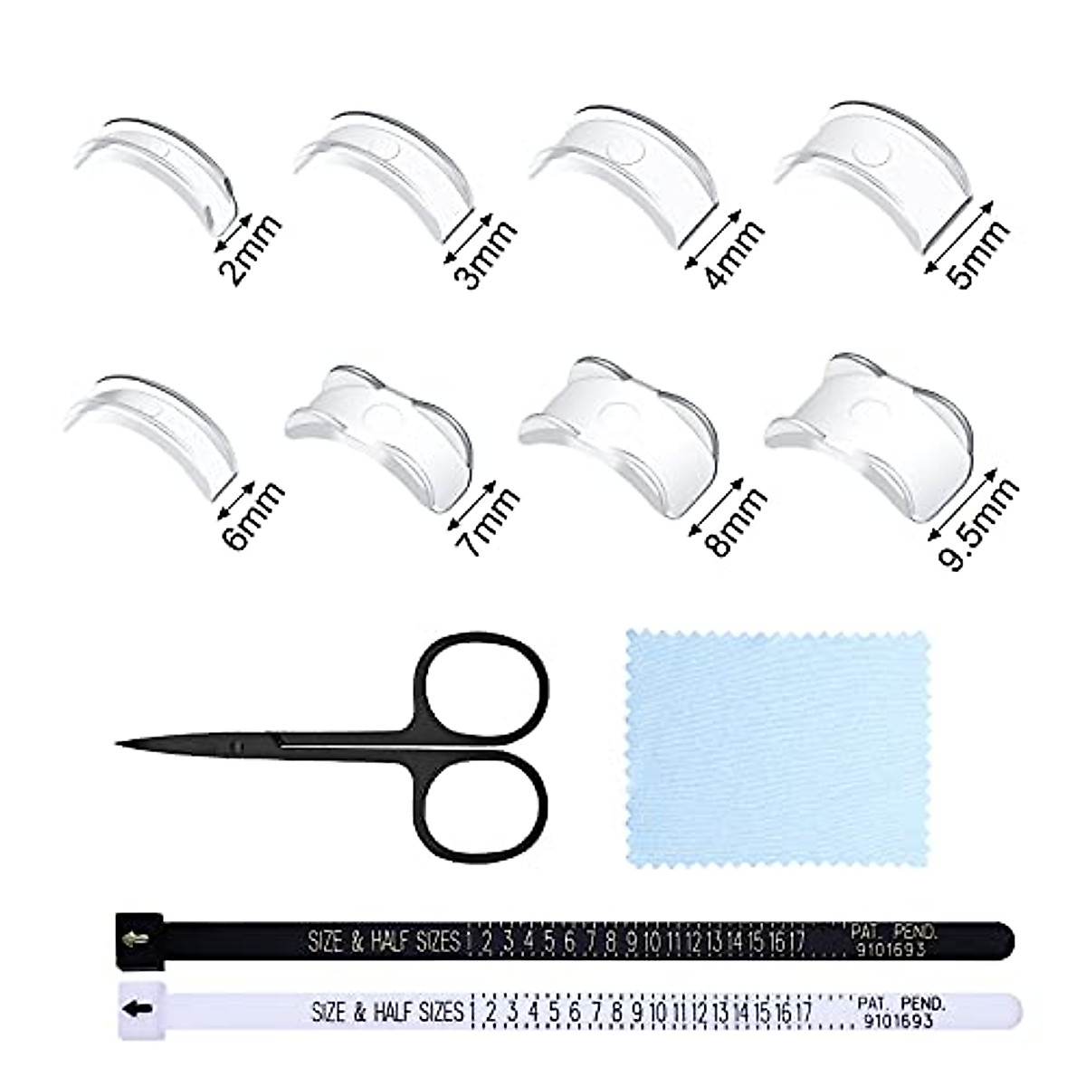 Invisible Ring Sizer Adjuster Ring Spacer Ring Guards Ring Sizer Loose Ring Size Reducer with Ring Gauge Measuring Tool Jewelry Polishing Cloth and Scissors for Man and Woman Rings（53pieces)