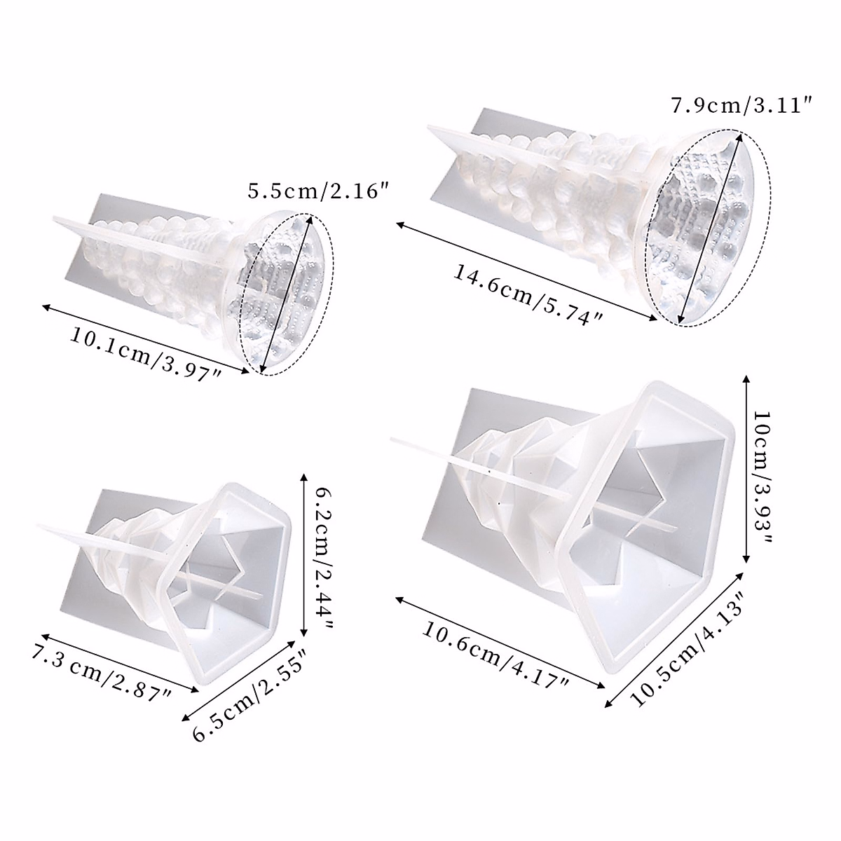 Xidmold 4pcs Christmas Tree Resin Molds, 3D Christmas Tree Silicone Mold for Fondant, Candle, Soap, Bath Bomb, Plaster, Epoxy Resin, Xmas Crafts