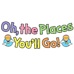 Katchon, Oh The Places You'll Go Banner - 10 Feet, NO DIY | Oh The Places You'll Go Sign for Kindergarten Graduation Decorations Class Of 2024 | Graduation Banner, Oh The Places You'll Go Decorations