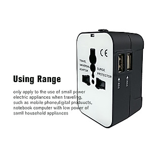 Travel Adapter, Worldwide All in One Universal Travel Adapter Wall Charger AC Power Plug Adapter with Dual USB Charging Ports for USA EU UK AUS, Cell Phone Laptop, Black