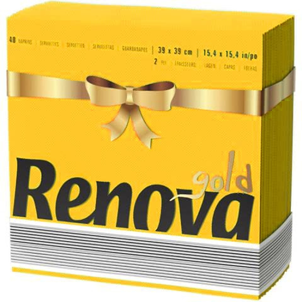 Renova 40 Square Yellow Luncheon Paper Napkins 2 Ply - Linen-Feel - Gold Collection- Perfect for Summer Parties, Picnics, and, Special Events like Baby Showers-Add a Pop of Sunshine