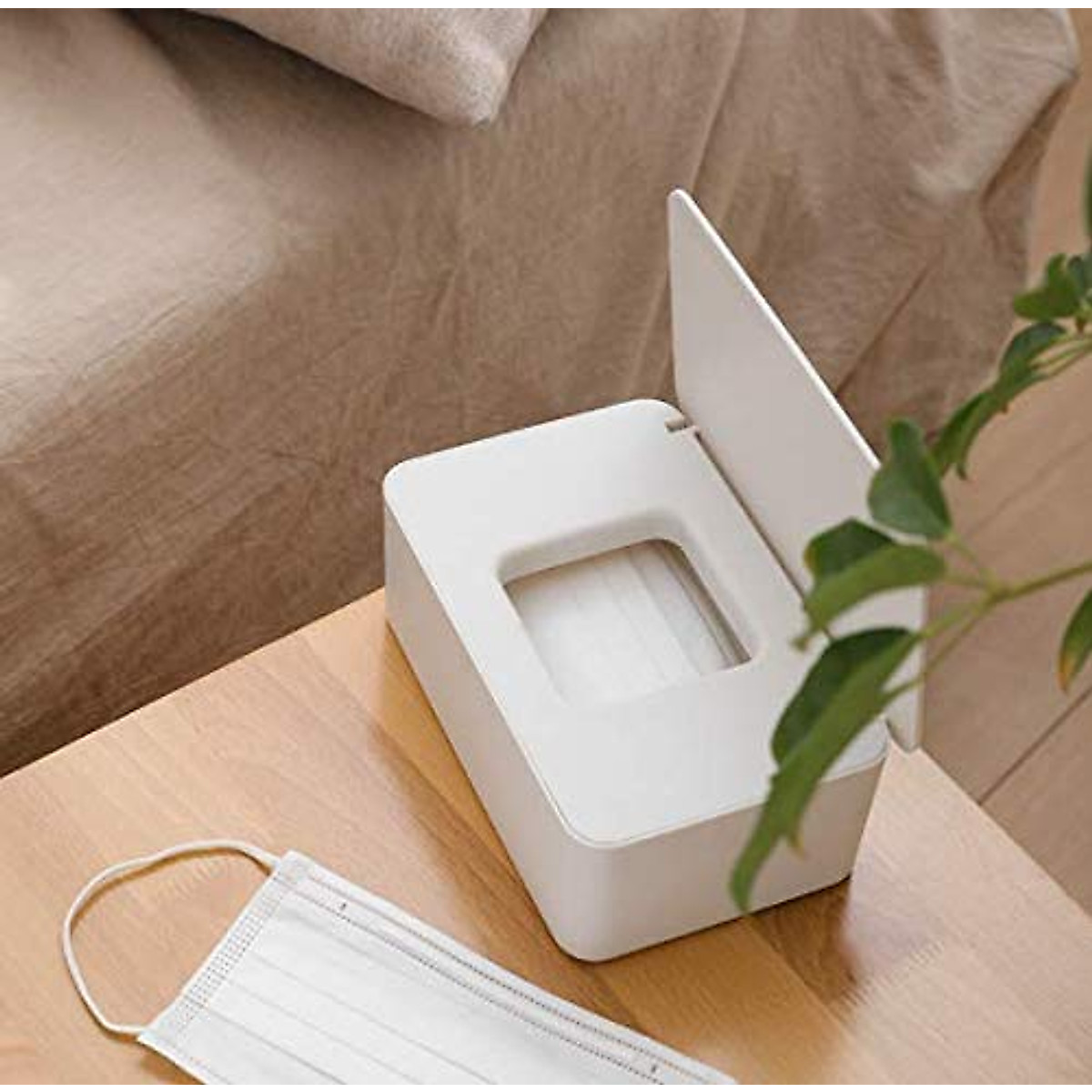 wastreake Wipes Dispenser Holder, Dustproof Tissue Storage Box Case Wet Wipes Dispenser Holder with Lid for Home Office Desk (White)