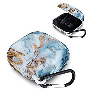 V.R.Hope Case Compatible with Powerbeats Pro Case Cover, Upgraded Anti-Lost & Shockproof Protective Case with Durable Carabiner for Beats Powerbeats Pro (Marble Blue)