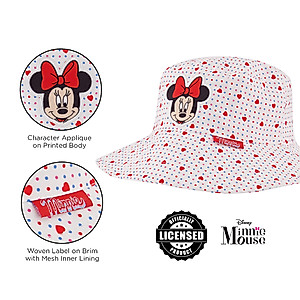 Disney Toddler Sunhat, Minnie Mouse Kids Bucket Matching Girls Baseball Cap for Beach, Size 2-4, Bucket & Baseball Hat, 2-4T Red and White